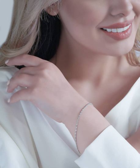 . دستبند خاویاری ؛ با طراحی زیبا نقره عیار ۹۲۵ (D_7049)